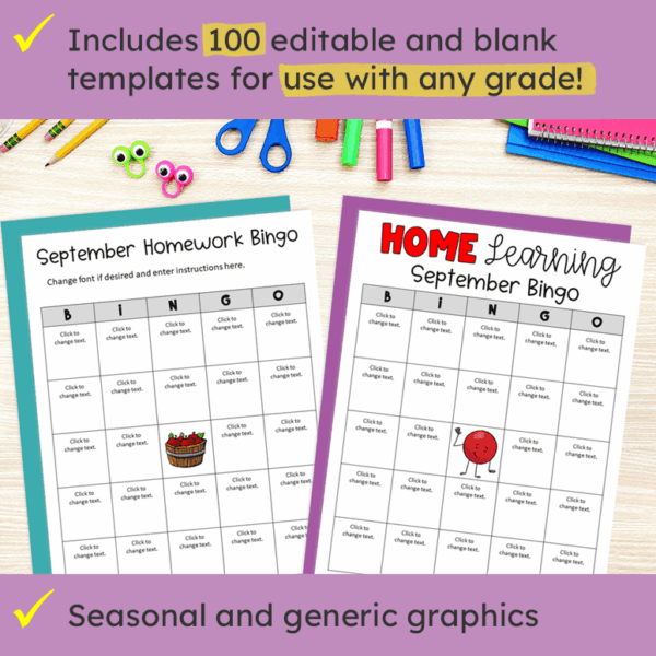 Homework Sheets: Homework Bingo Choice Boards for Elementary Students ...