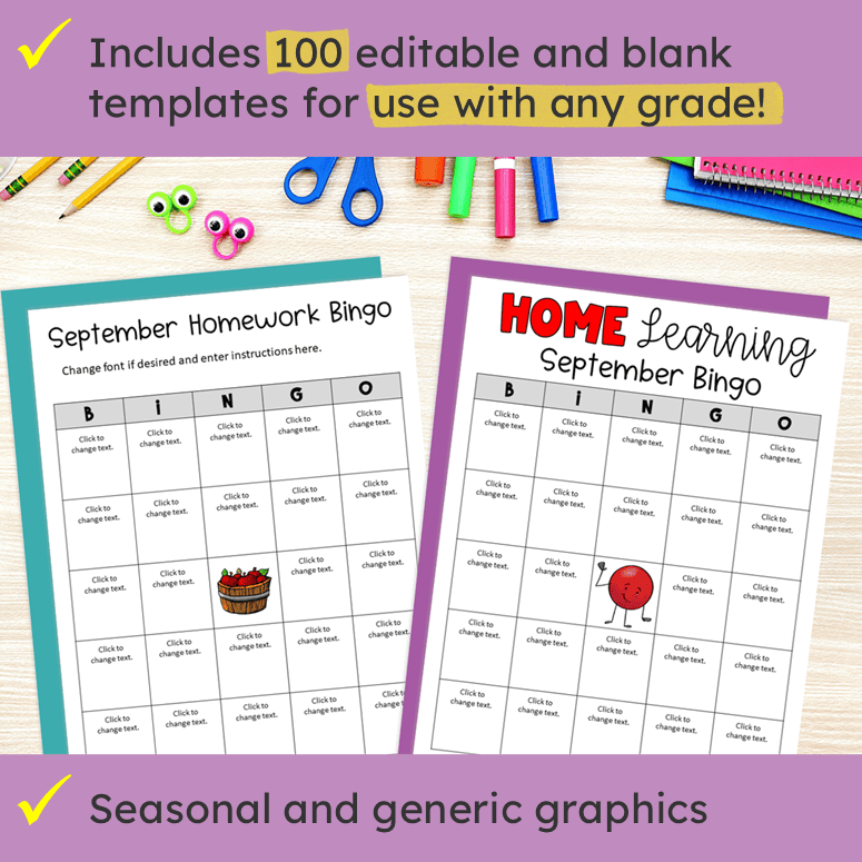 Homework Sheets: Homework Bingo Choice Boards for Elementary Students ...