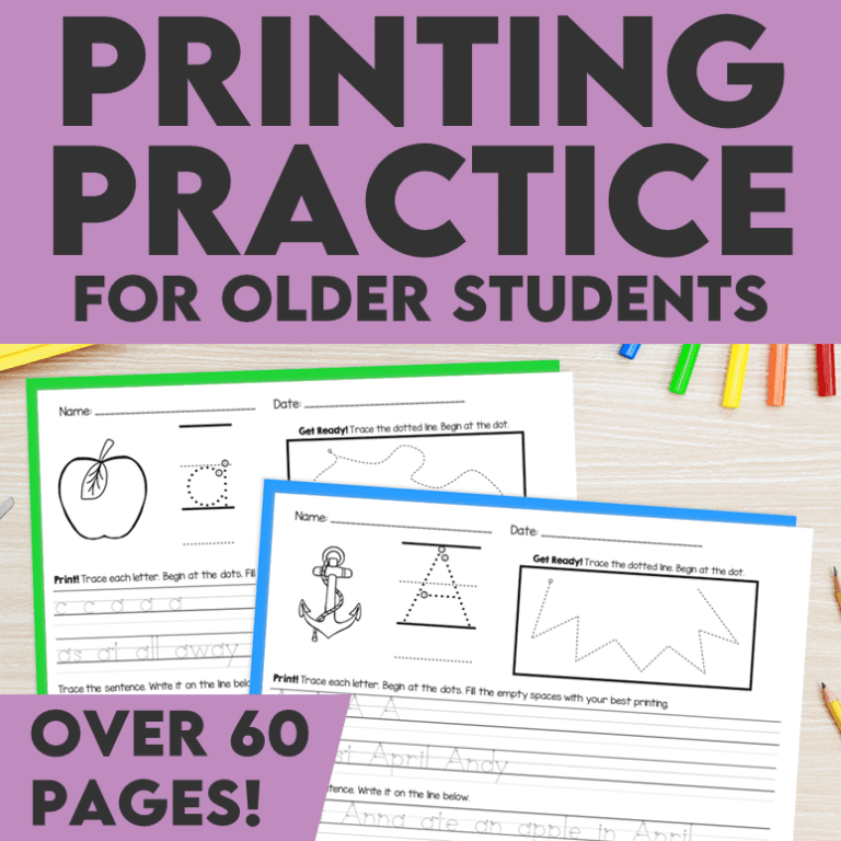 Handwriting Practice Sheets - 62 Printable Pages for Older Students ...