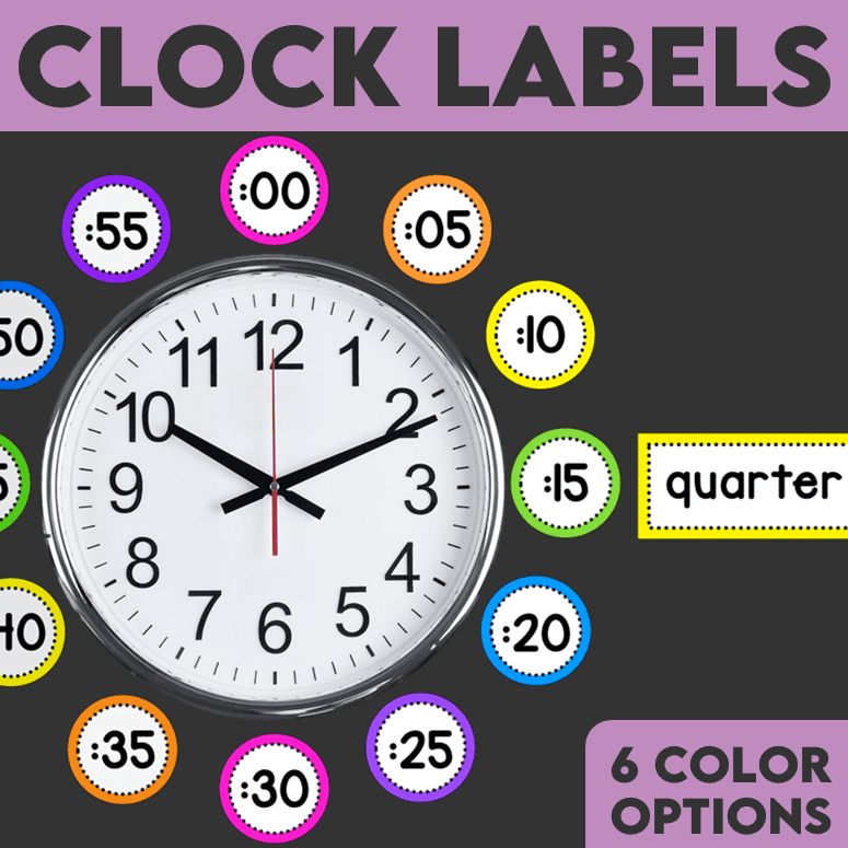 Bright Clock Numbers for Clock Face Minutes - Mrs. Beattie's Classroom