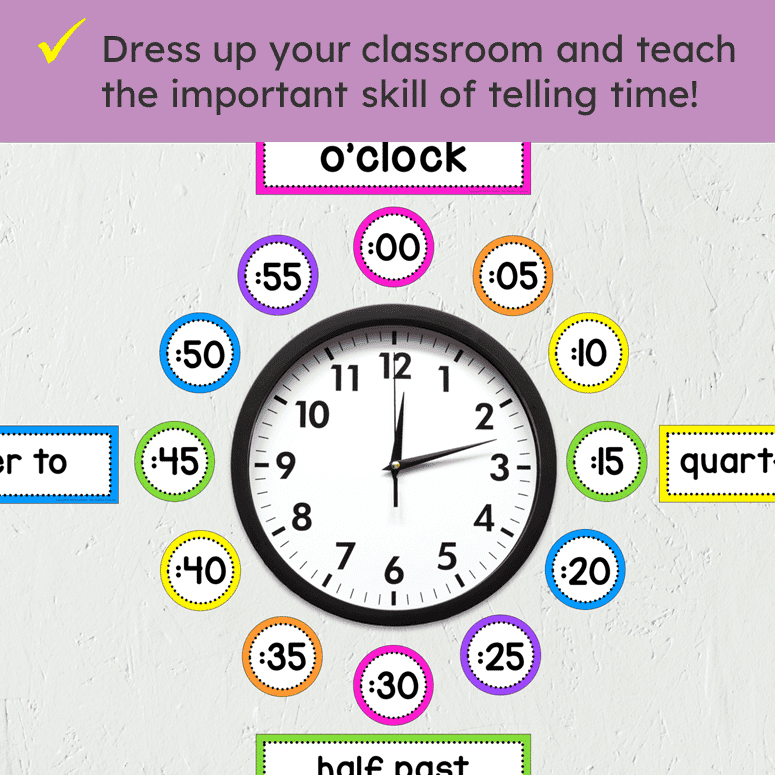 Bright Clock Numbers for Clock Face Minutes - Mrs. Beattie's Classroom