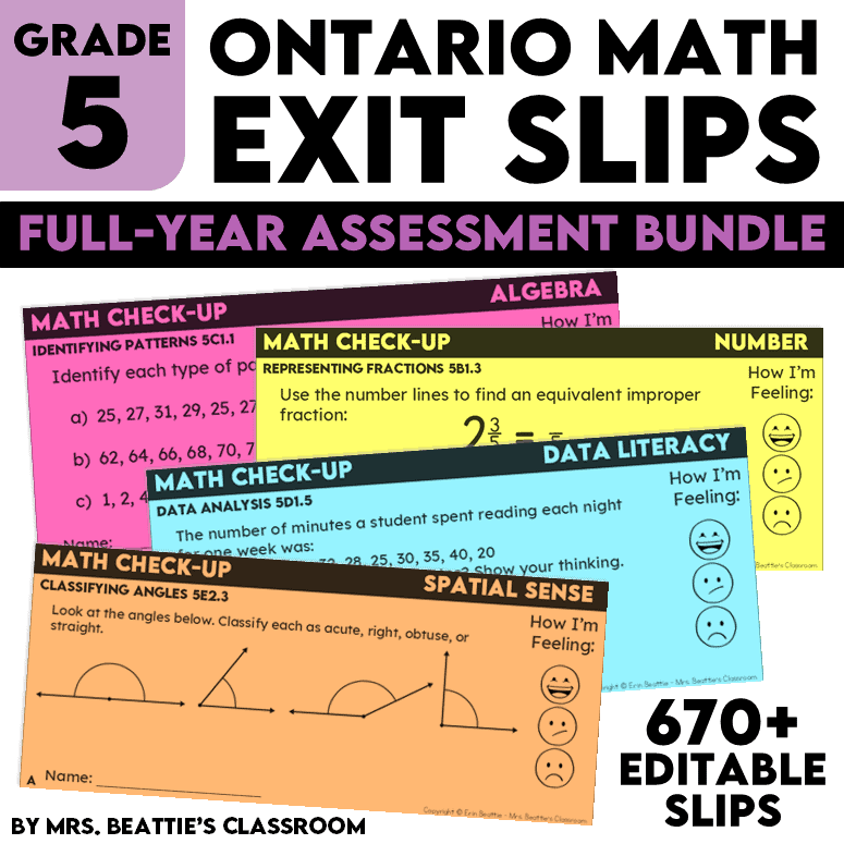 Exit Slips - Ontario Grade 5 Math Exit Tickets Full Year Bundle - Mrs ...