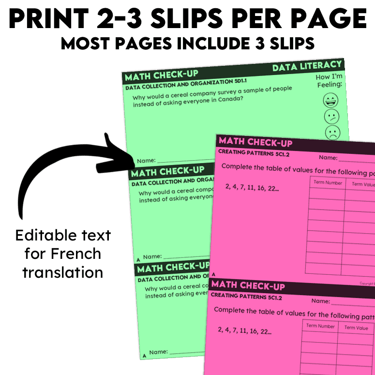 Exit Slips - Ontario Grade 5 Math Exit Tickets Full Year Bundle - Mrs ...